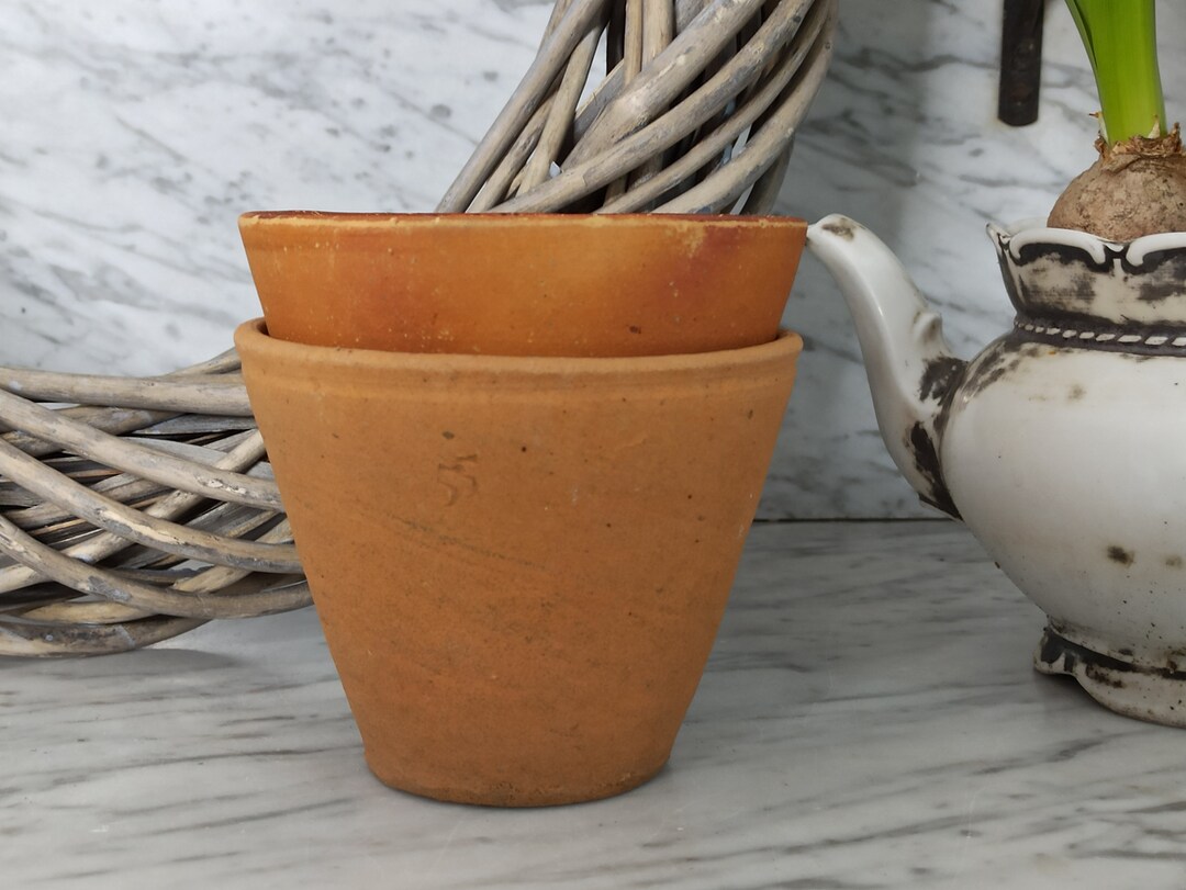 2 Ancient Flower Pots/small Flower Pot/plant Pots/geraniums/clay Pot ...