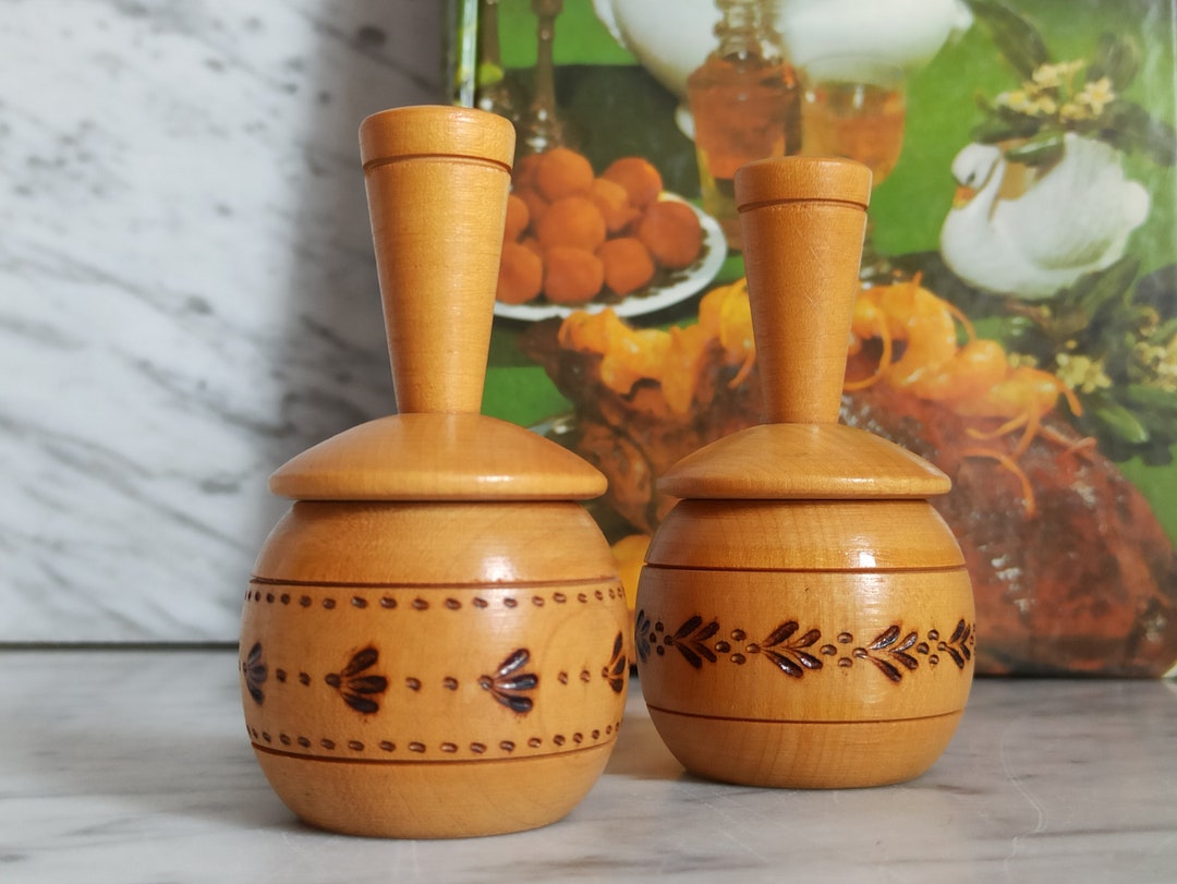 Small Vessels for Spices / Wooden Cruets / Salt and Pepper / - Etsy