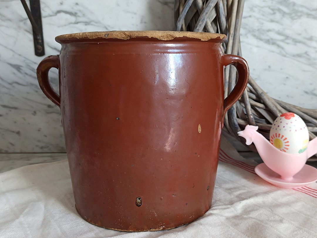 Old Stone Pot 2 L / Earthenware / Clay Pot With Handles / Lard Pot ...