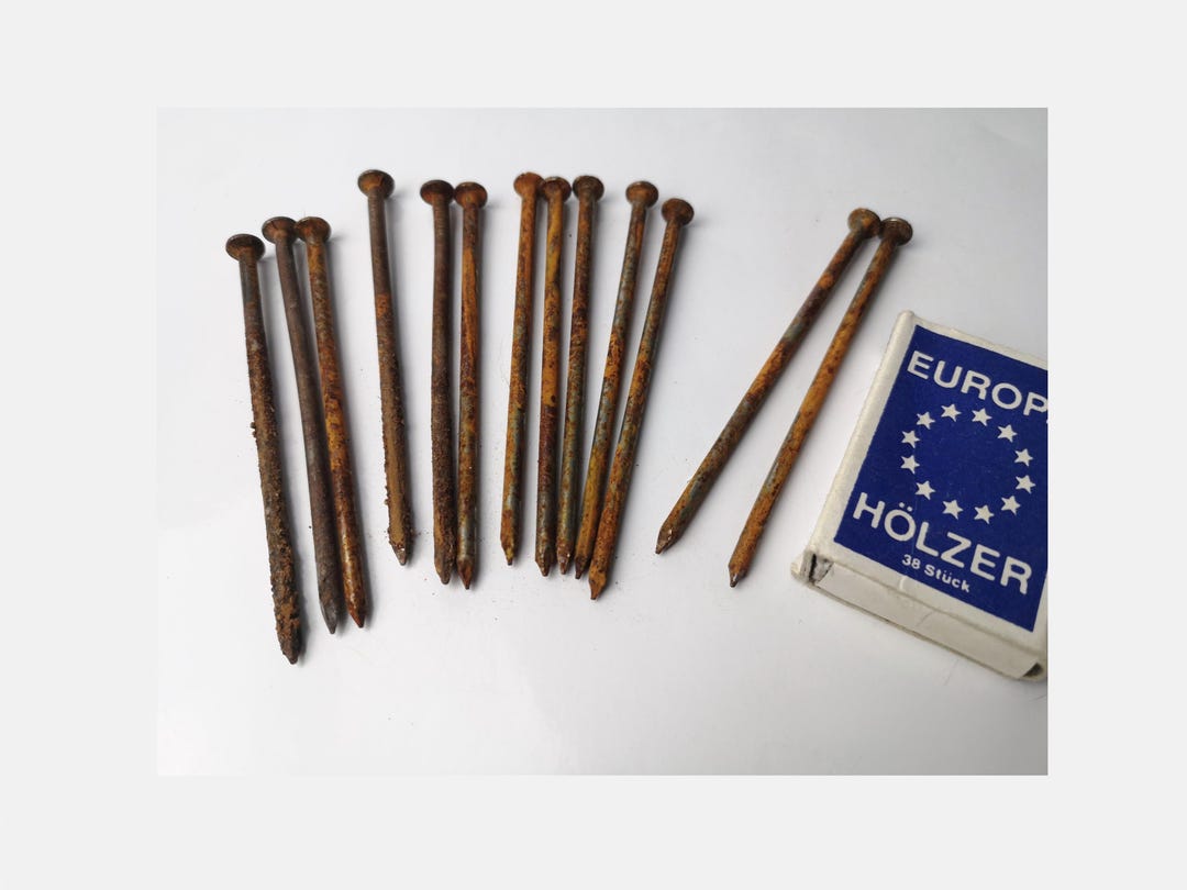 12 X 9 Cm 3.5 Long Rusty Nails From German Craftsman / Carpenter, Iron ...