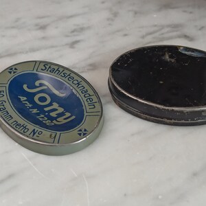 Vintage Tin Can RARE! / Empty Tin Box "tony" Steel Pins / Tin Can Pins ...