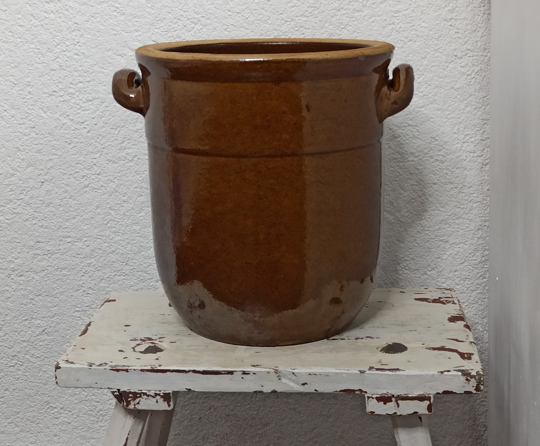 Alter großer Steintopf / alte 10 Liter Kruke aus Steingut / Tontopf ...