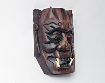 Japanese Wooden Mask - Etsy
