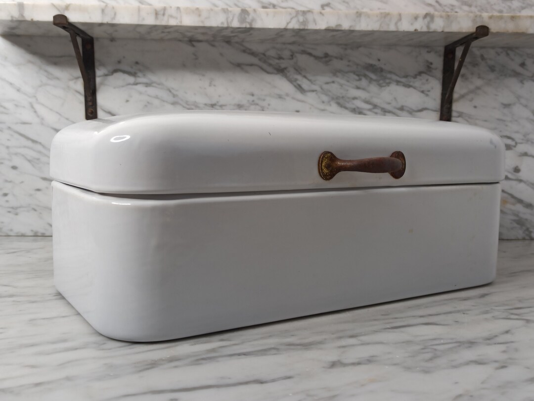 Enamel Bread Box / Large White Bread Box / Old Bread Box / Enamel - Etsy