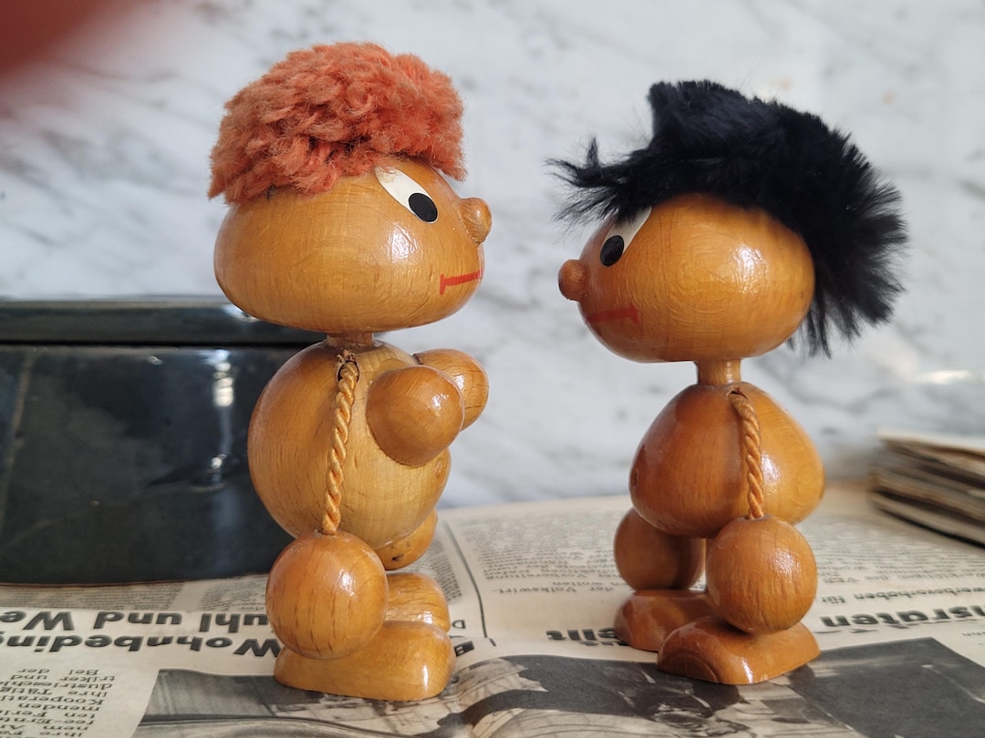 2 Cult Figures: Adam and Eve / Vintage Wooden Figures / Man and Woman ...