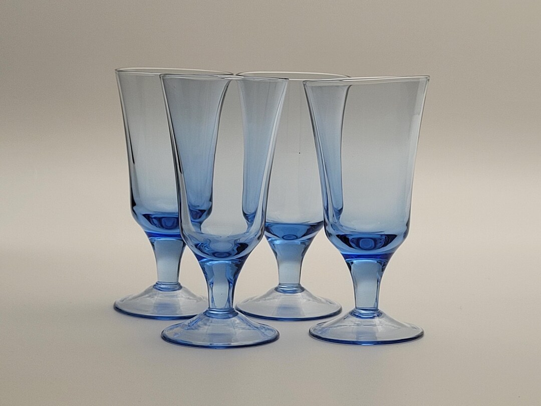 4 Vintage Liqueur Glasses Made of Light Blue Glass / Shot Glasses / 4 ...