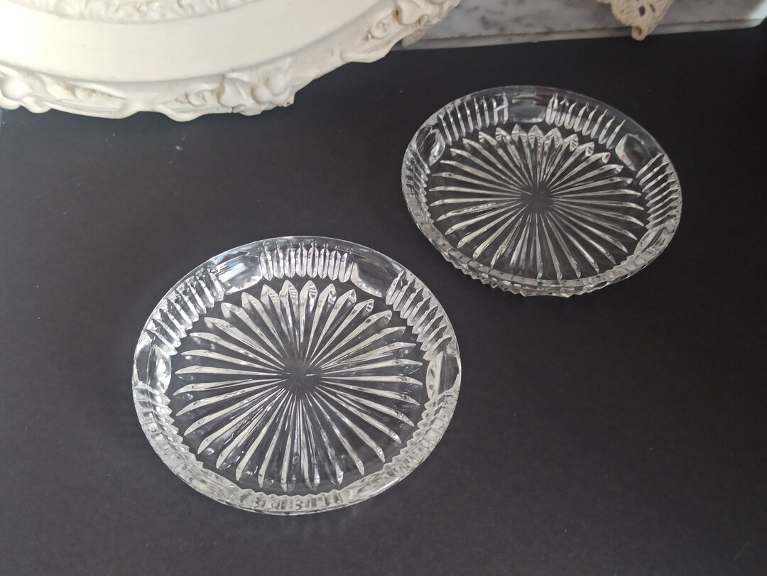 2 Small Pressed Glass Coasters/ Small Plates / 9 Cm 3.5 " - Etsy