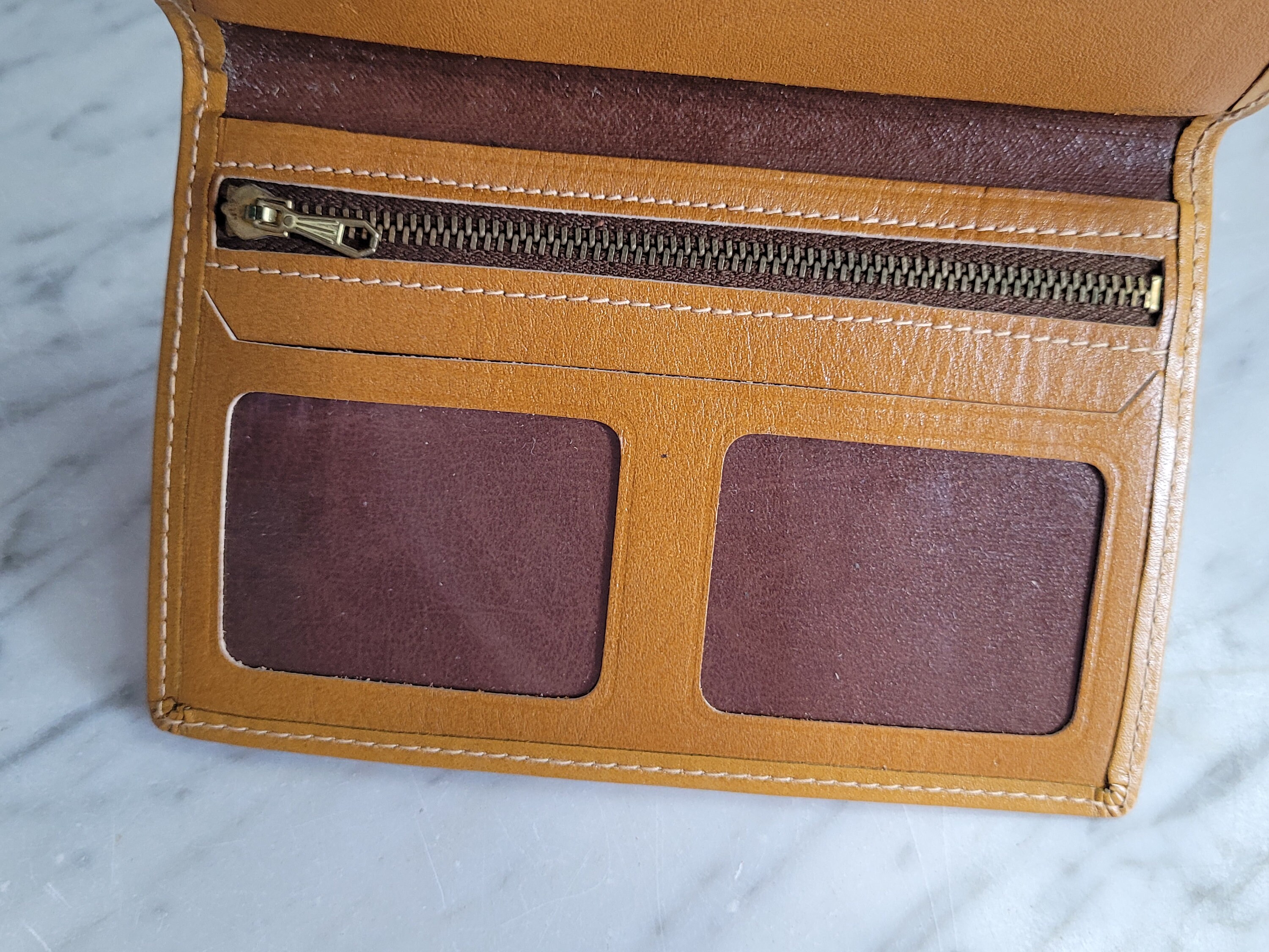 Vintage Wallet and ID Card Holder / Small Document Folder Made of Brown ...
