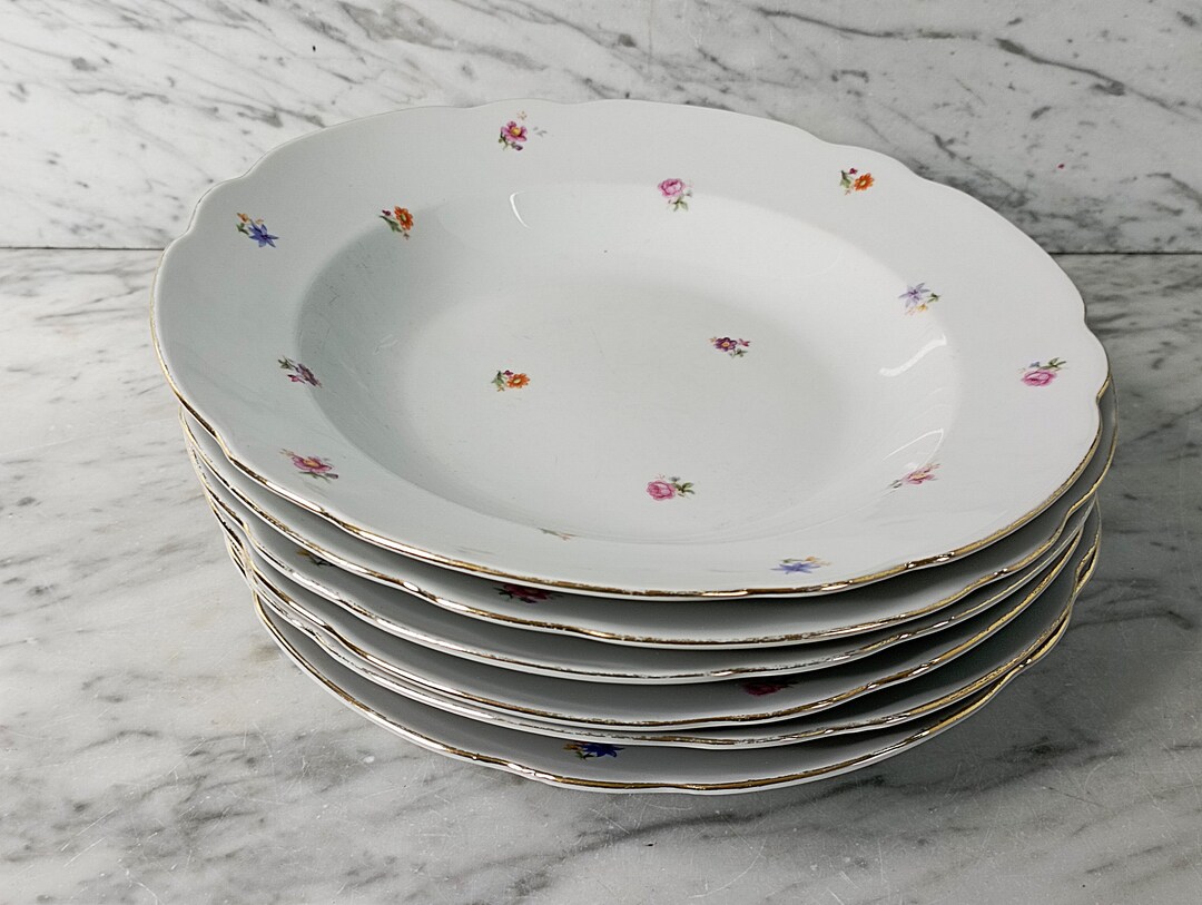 6 Pasta Plates / Deep Plates / Soup Plates / Porcelain With Scattered ...