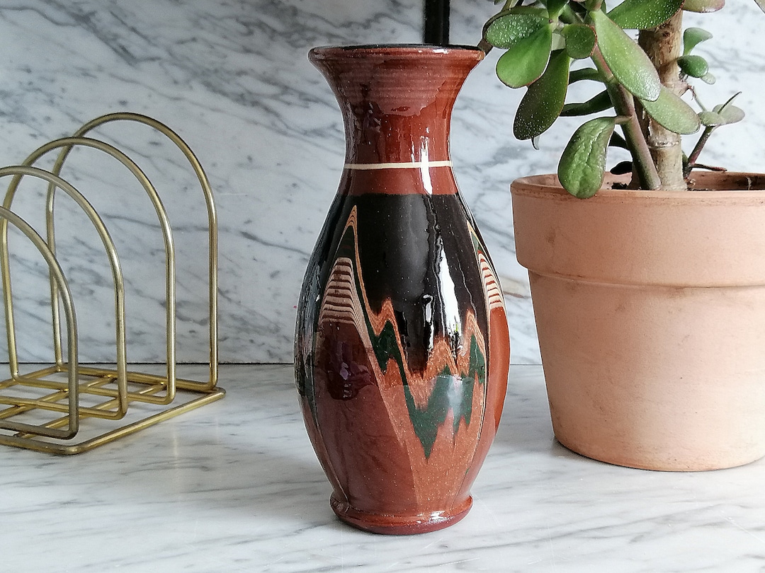 Retro Vase / Mid Century Earth Tones / Collectible Vase / Running Glaze ...