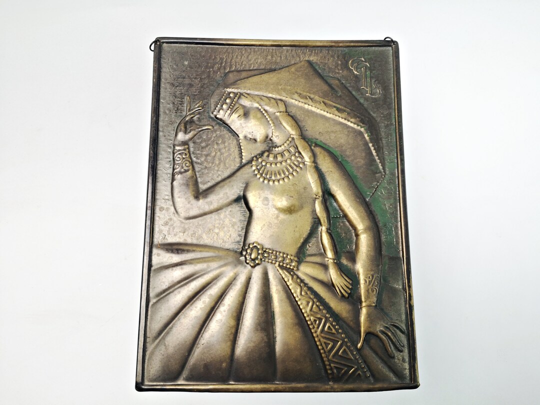 Embossed Relief Picture Made of Brass / Georgian Metal Picture "dancer ...
