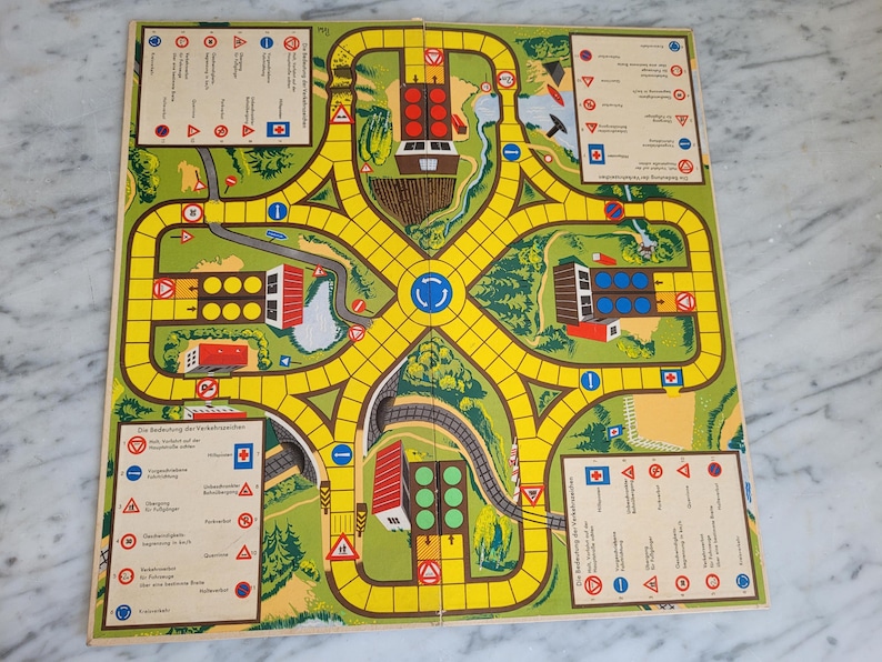 Board Game / Single Playing Field Traffic Game "augen Auf" / Vintage ...