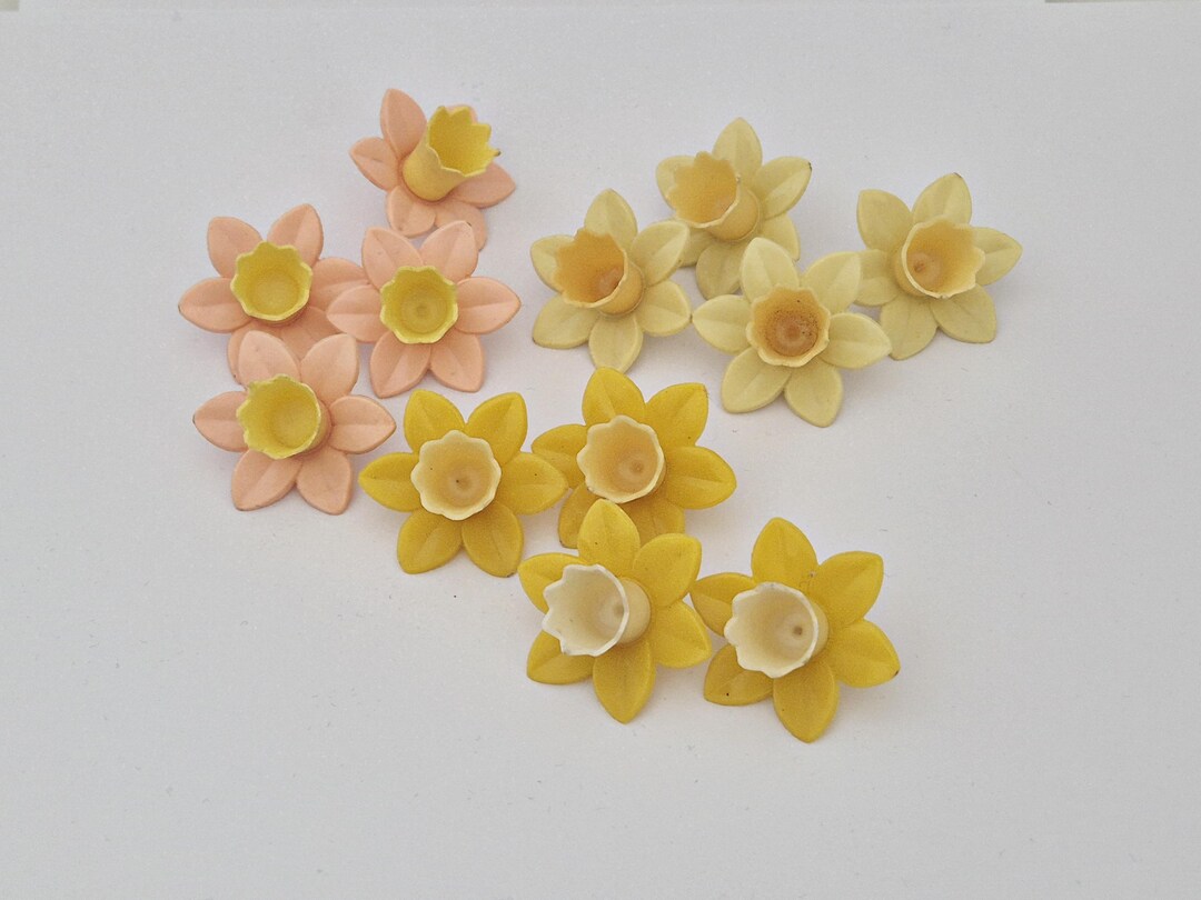 Vintage Daffodil-shaped Hair Tie / Pair / Ponytail Holder Pair Flowers ...