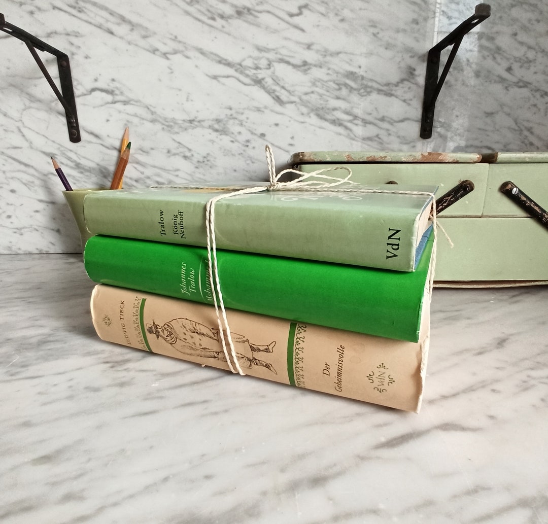 Old Books / Stack of Books / Green Shades of Green / Vintage - Etsy