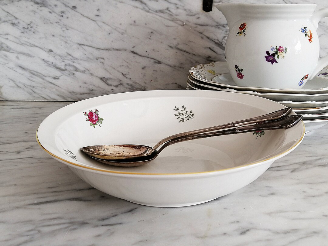 Old Bowl / Side Dish Bowl / Potato Bowl / Porcelain / Rose Decor ...