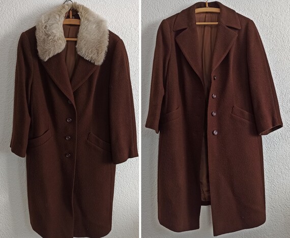Vintage coat / 1950s / faux fur collar / Gr. XL m94 - Gem