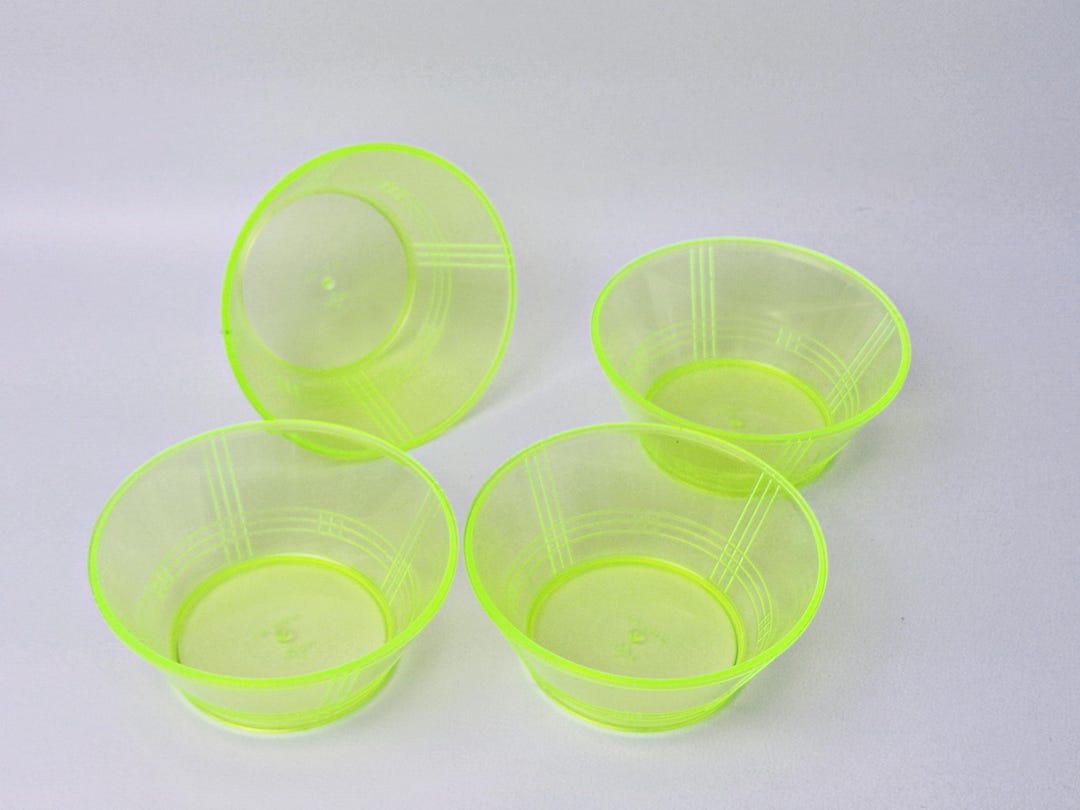 4 Colorful Vintage Bowls Plastic Bowls Compote Bowls in Neon Green ...