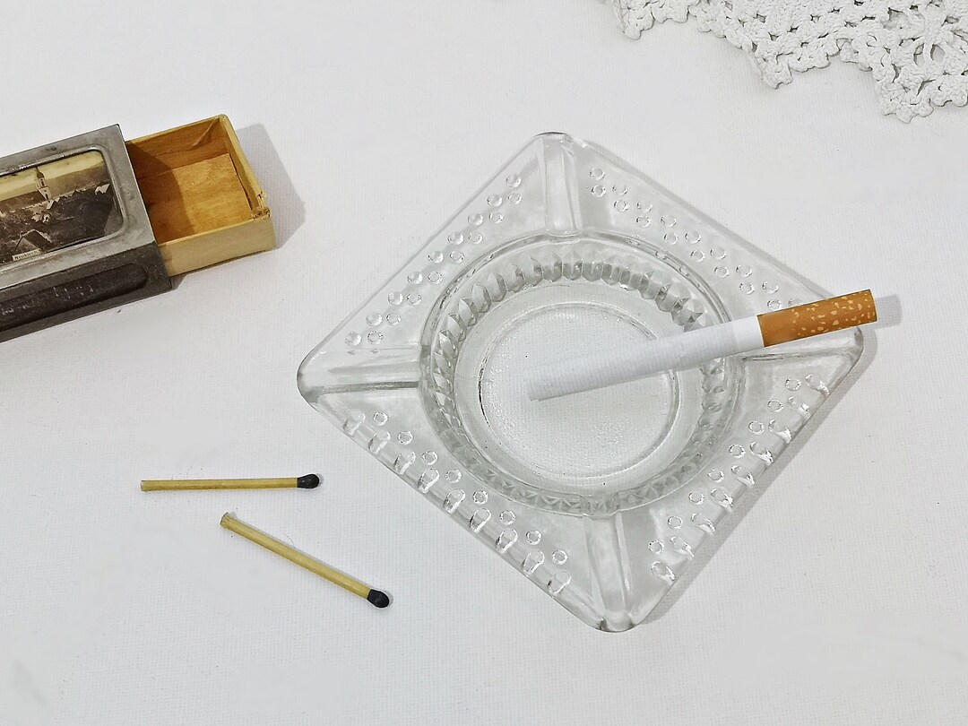 Small Ashtray Made of Pressed Glass / Glass Ashtray / Ashtray - Etsy