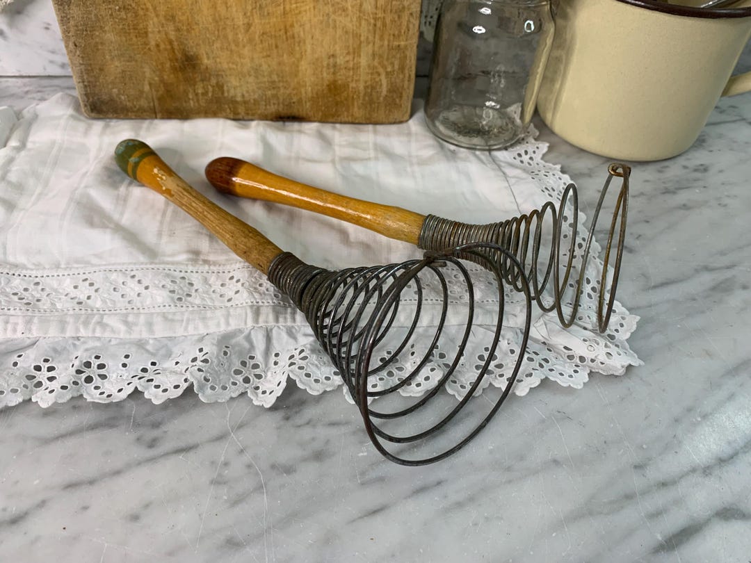 2 Old Whisks With Wooden Handle / Ancient Kitchen Helpers / Old Kitchen ...