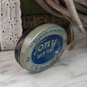Vintage Tin Can RARE! / Empty Tin Box "tony" Steel Pins / Tin Can Pins ...