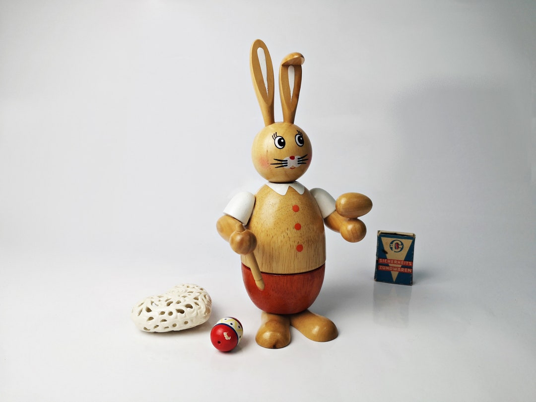 24 Cm Tall Rabbit With Brush and Egg / Angular-eared Easter Bunny ...