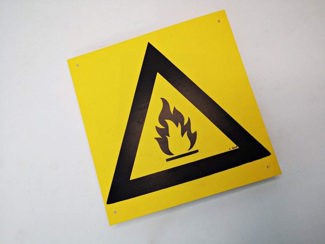 Danger Fire Open Flame Sign From the 80's Plastic Industrial - Etsy
