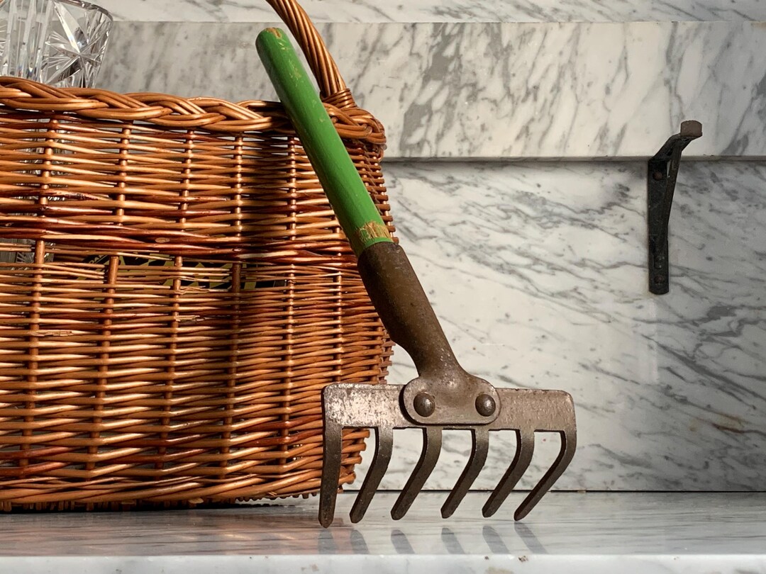 Small Rake / 14 Cm Wide / Short Rake 35 Cm Long / Flowerbed / Rusty ...