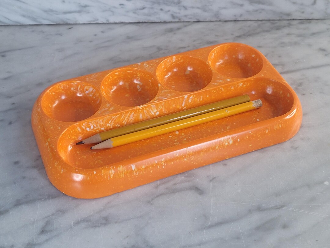 Vintage Pen Tray / Desk Tray for the Home Office / Orange / Sorting ...