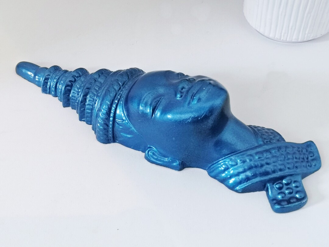 Wall Mask, Buddha Plaster Mask, Africa, Boho, Metallic Blue, Plaster ...
