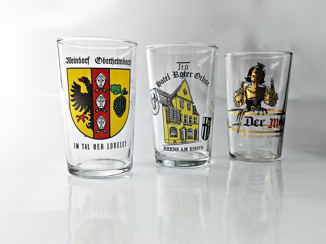 5 Small Souvenir Glasses From German Wine Regions / Drinking Glasses ...