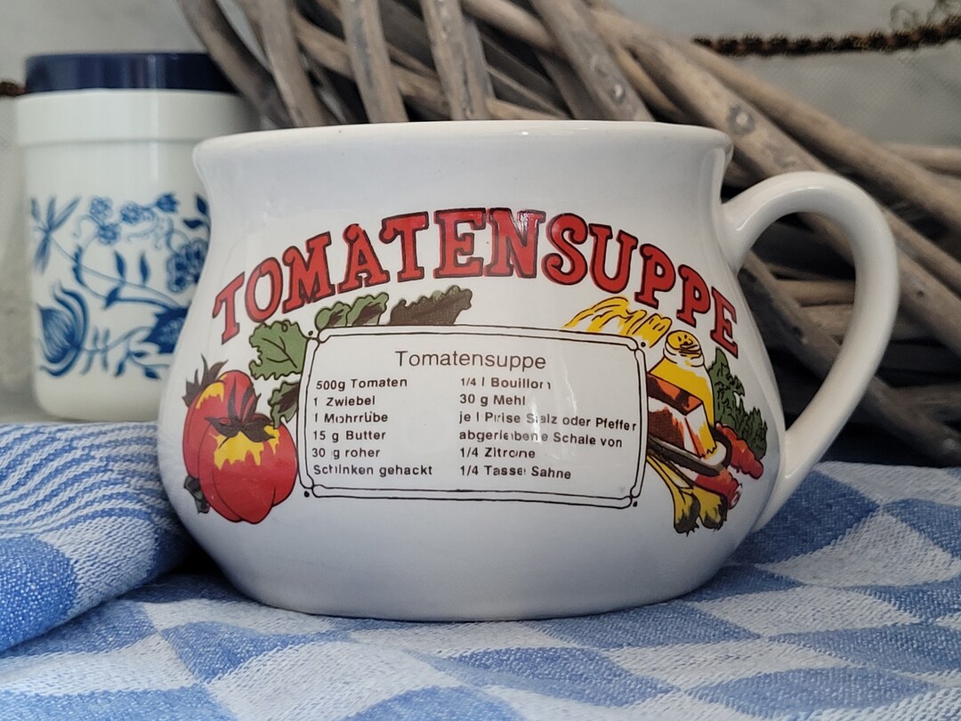 Vintage Soup Cup With Recipe for Tomato Soup / Large Cup / Recipe Cup ...