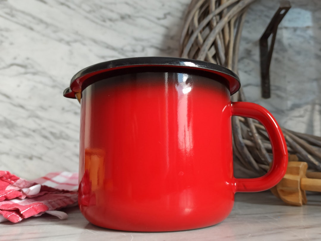 Vintage Milk Pot RED / Small Ladle Pot / Red Enamel Pot - Etsy