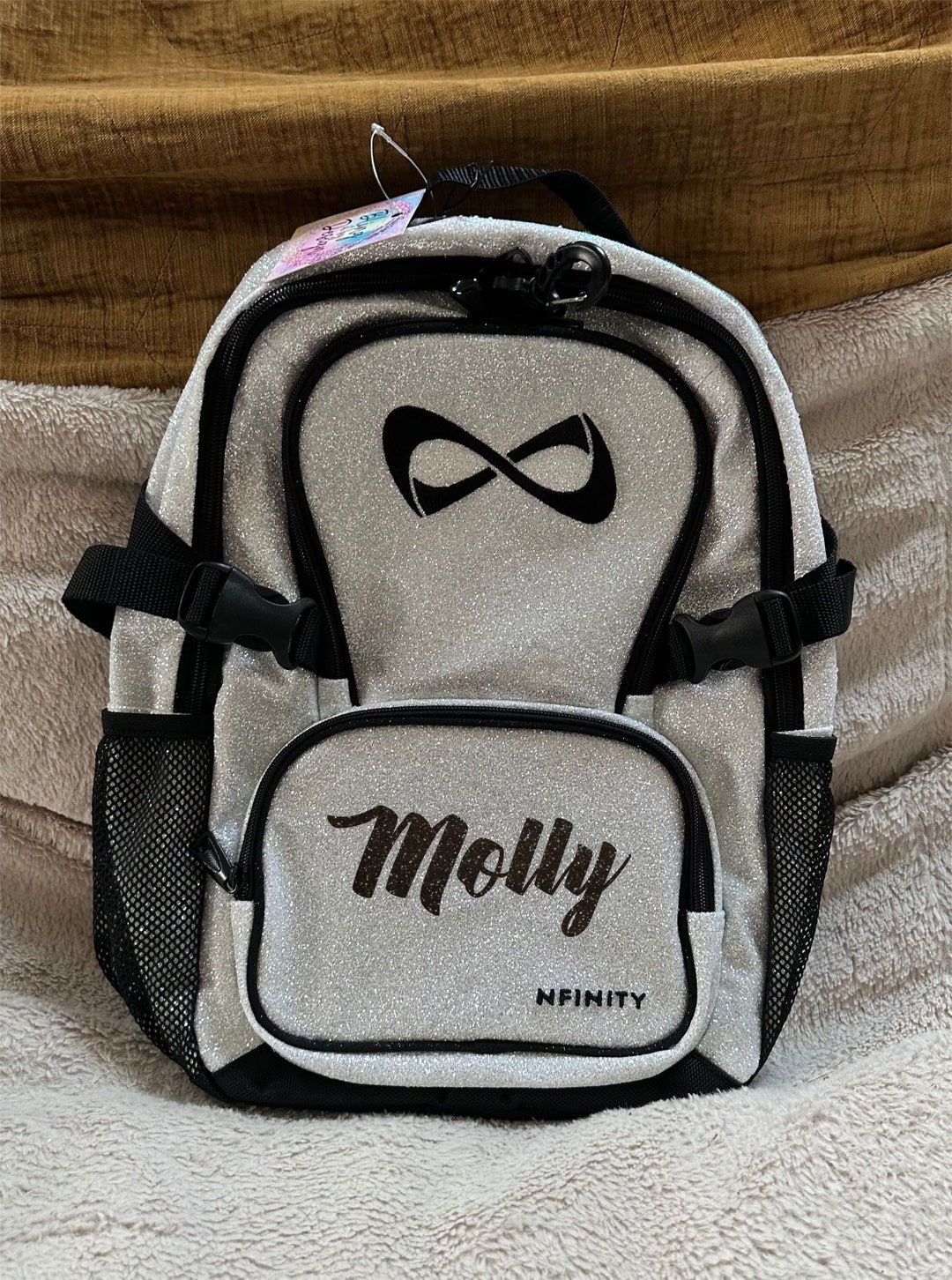 LIMITED QUANTITY ** Nfinity PETITE Silver Sparkle Backpacks With Black ...