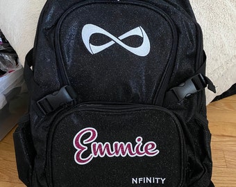 Nfinity Black Sparkle Backpacks With Teal Logo Includes Personalization ...