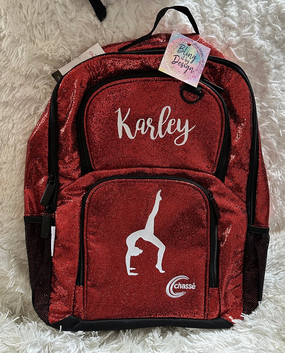 Personalized Red Glitter Backpack: Cheer, Dance, Gymnastics ...