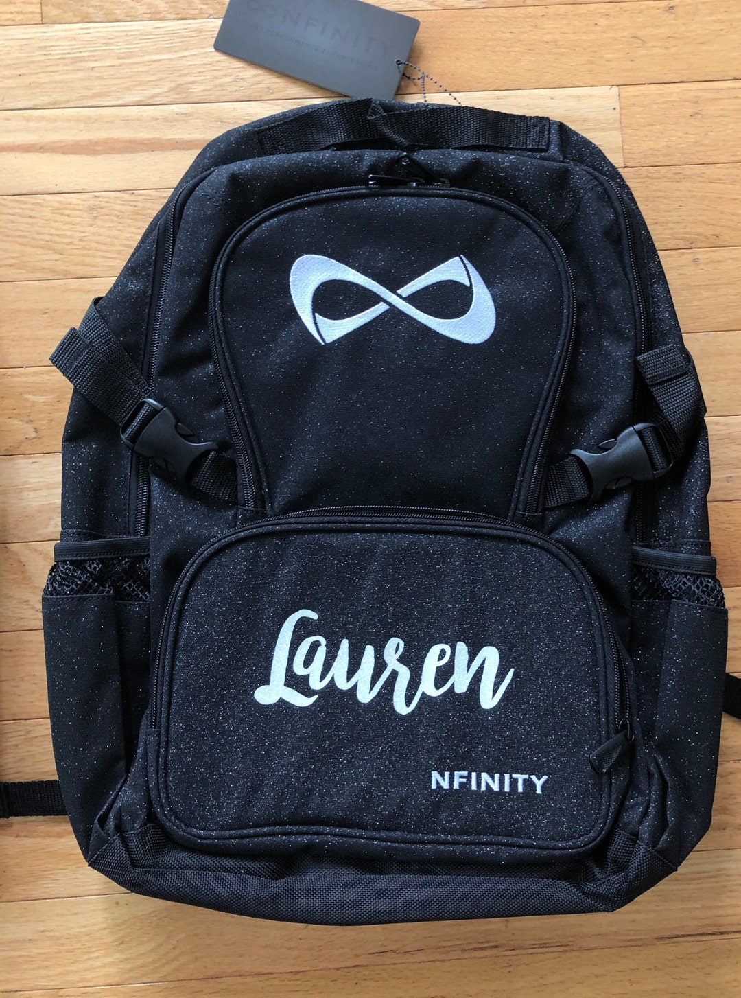 Nfinity Black Glitter Sparkle Full Size Backpack With White Logo ...
