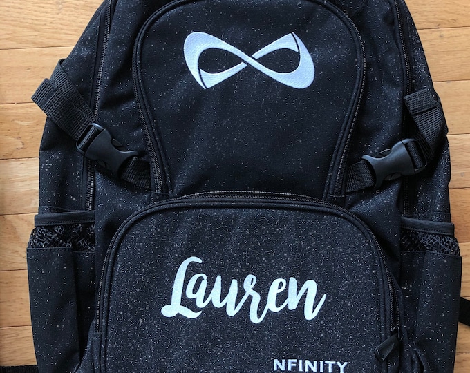 Nfinity Black Glitter Sparkle Full Size Backpack With White Logo ...