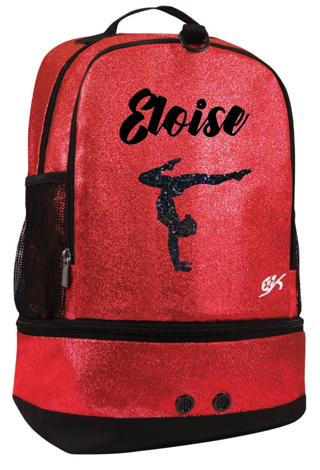 GK Elite Red Sparkle Personalized Glitter Backpacks Choose Cheer, Dance ...
