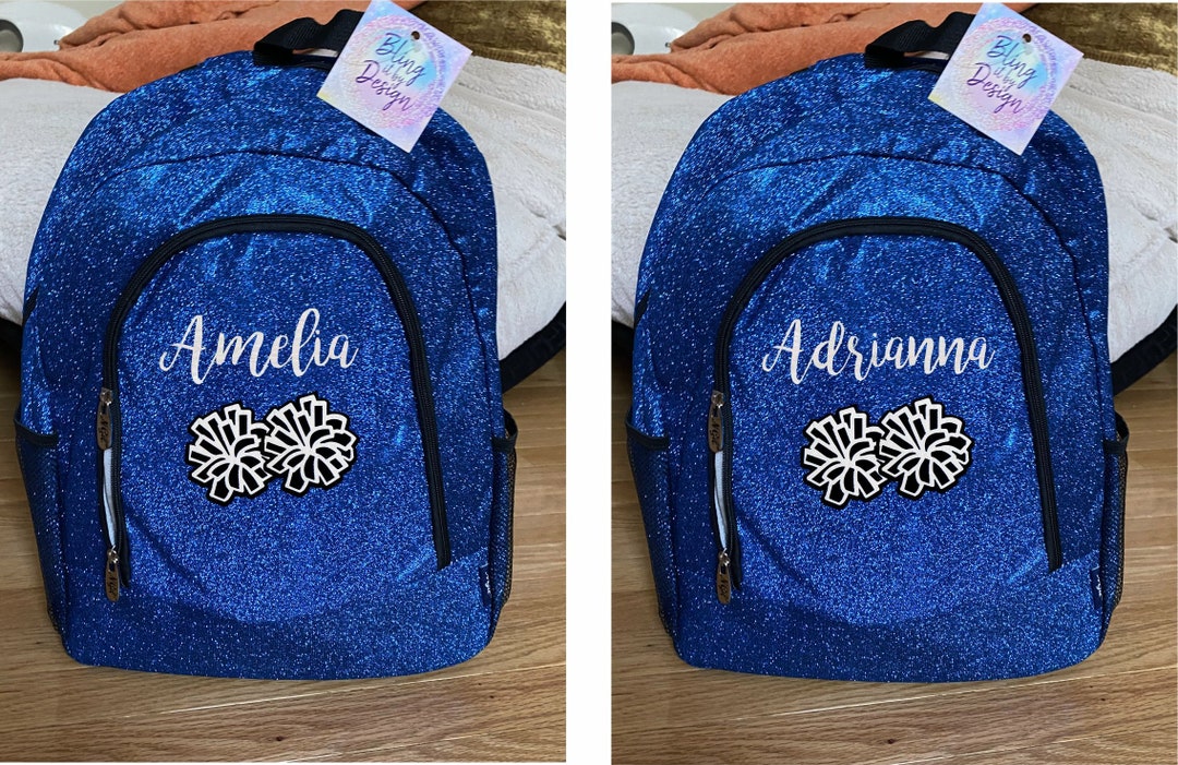 Personalized Royal Blue Glitter Backpacks Choose Cheer, Dance ...