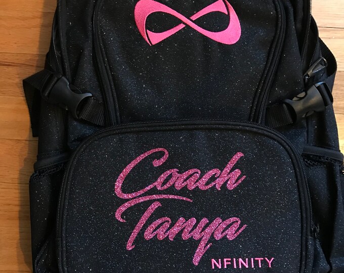 Nfinity Full Size Black Sparkle Backpacks With Pink Logo Includes ...
