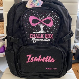Nfinity Full Size Black Sparkle Backpacks With Pink Logo - Includes ...
