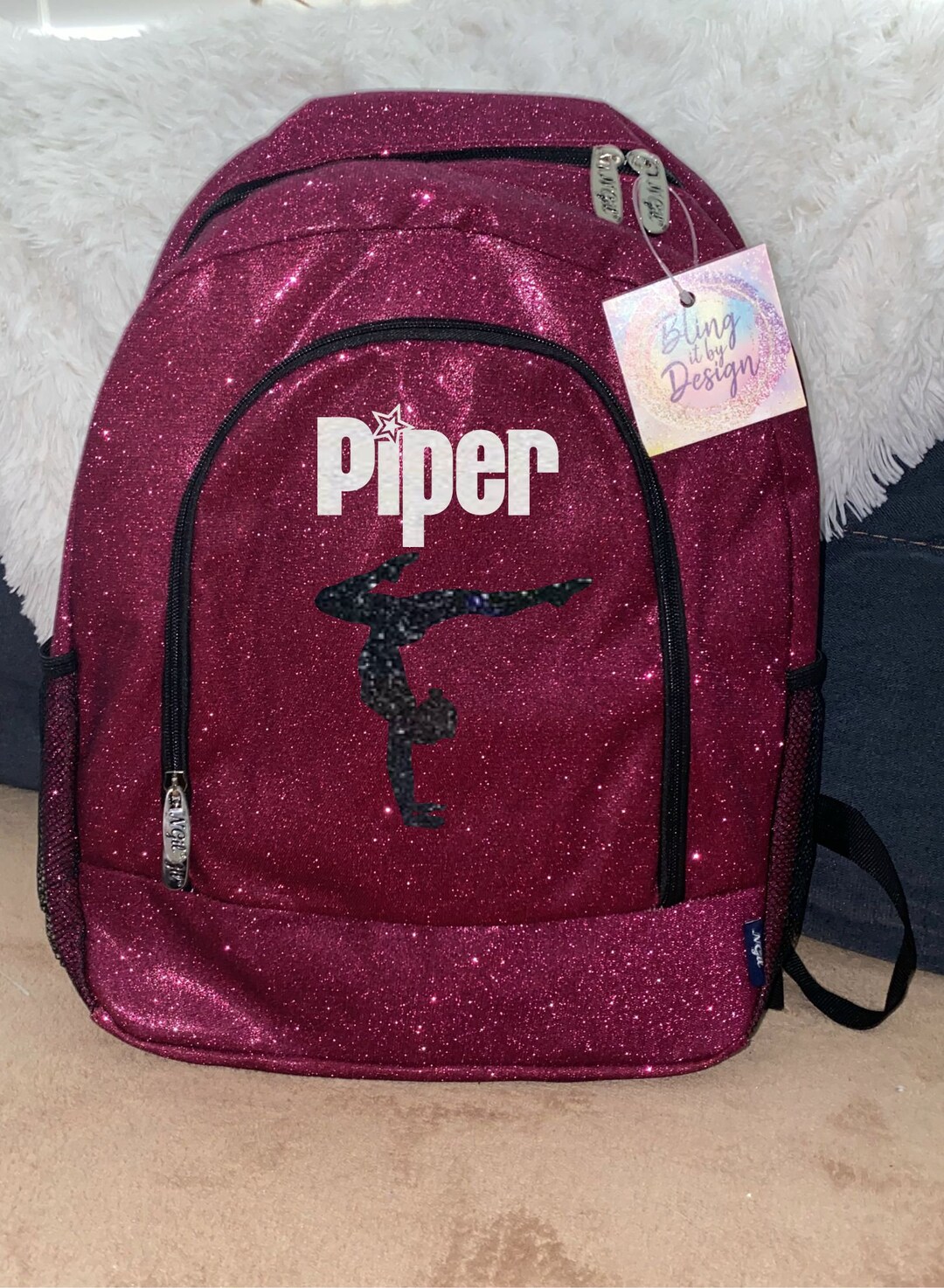 Personalized Hot Pink Glitter Backpack - Choose Cheer, Dance ...