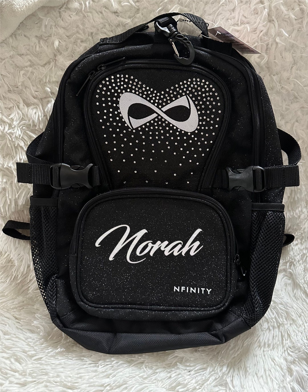 Nfinity PETITE Rhinestone Black Sparkle Backpacks With White Logo - Includes Personalization - Etsy