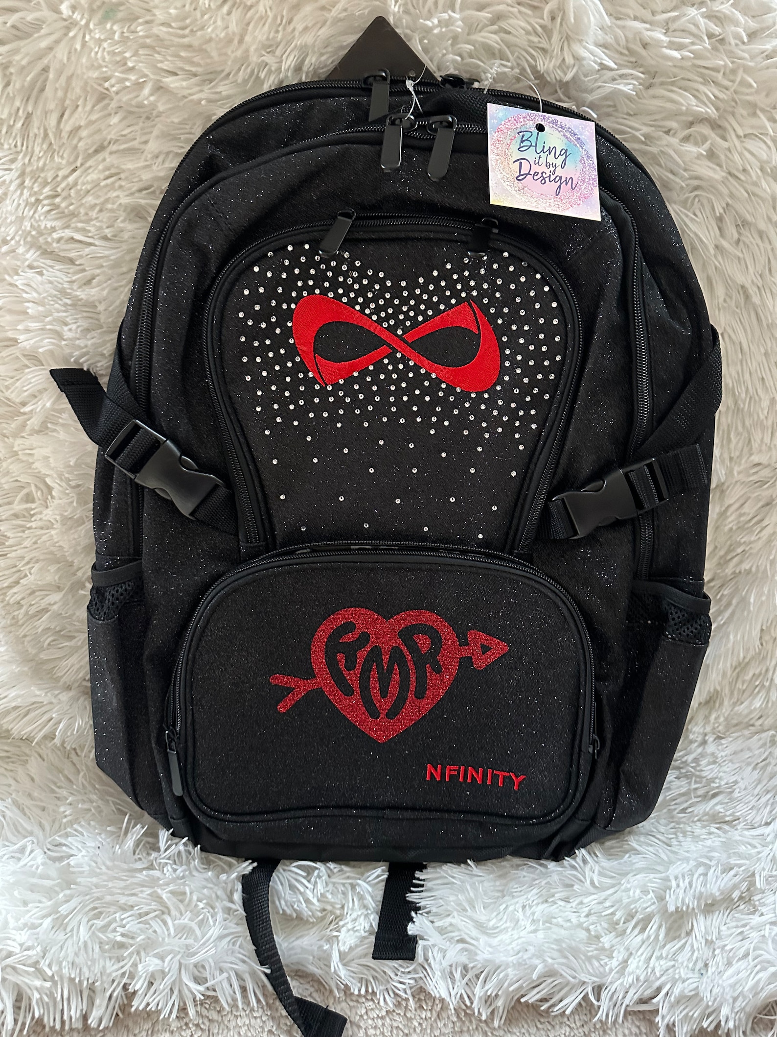 Nfinity Full Size Black Sparkle Backpack With Red Logo - Includes ...