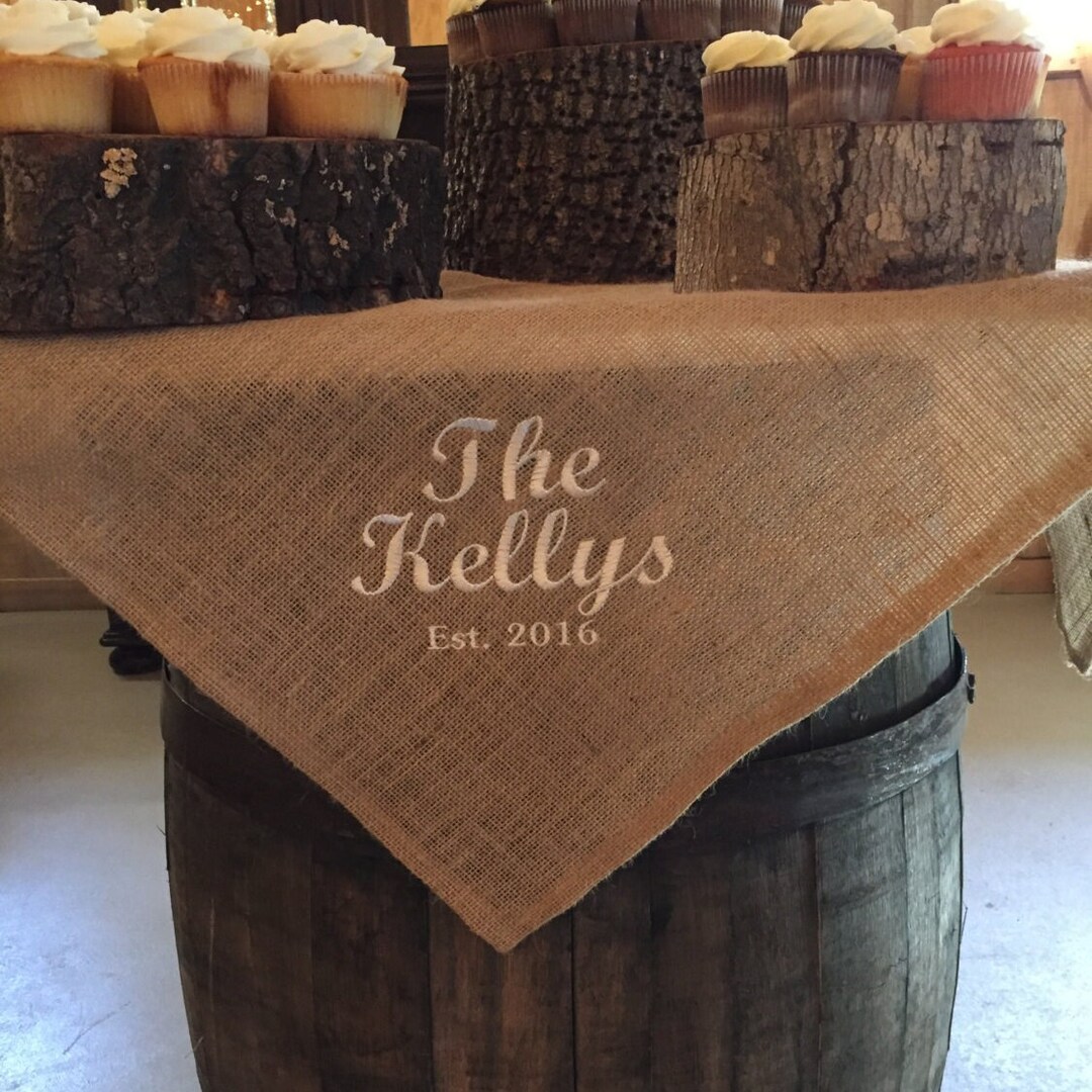 Custom Burlap Table Topper Overlay,personalized Monogrammed Burlap ...