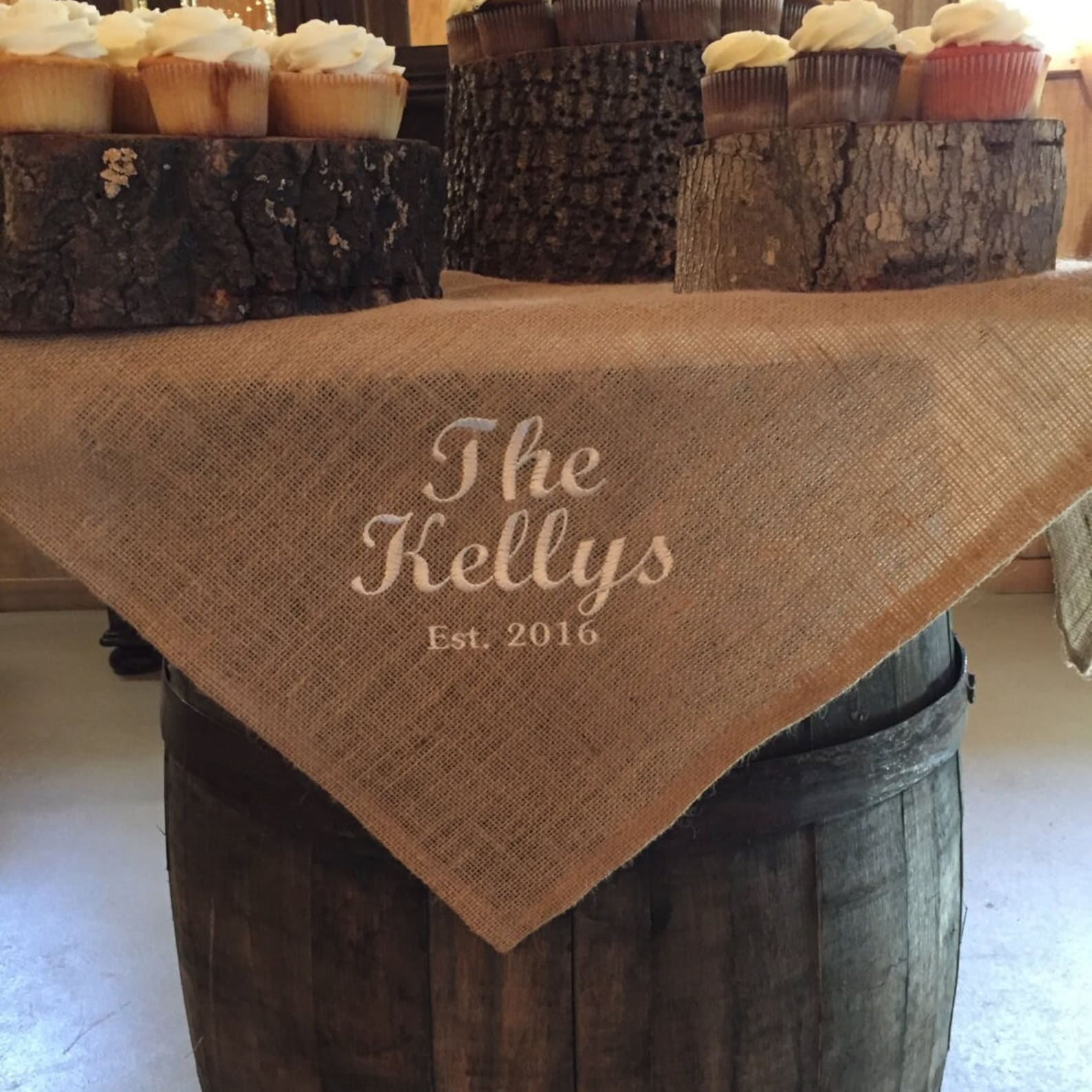 Custom Burlap Table Topper Overlay,personalized Monogrammed Burlap ...