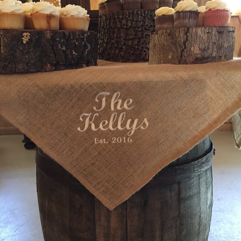 Custom Burlap Table Topper Overlay,personalized Monogrammed Burlap ...