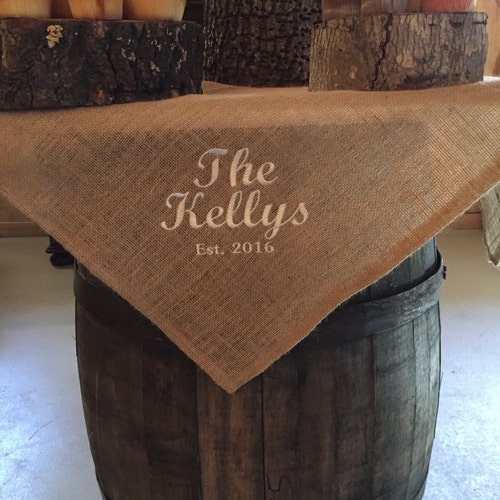 Custom Burlap Table Topper Overlaypersonalized Monogrammed | Etsy