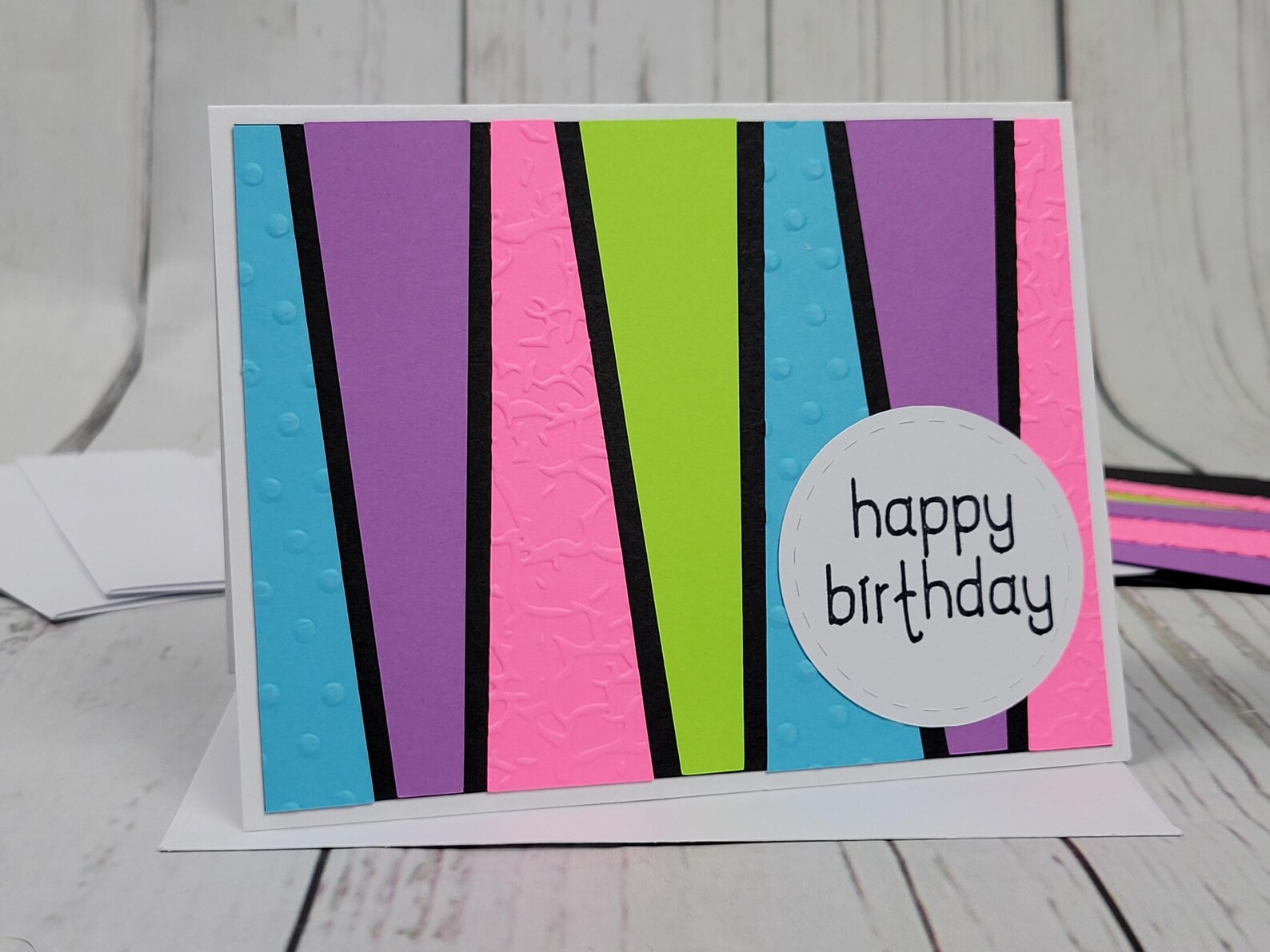 Happy Birthday Greeting Card Kit | 4 Cards With Envelopes | Geometric ...