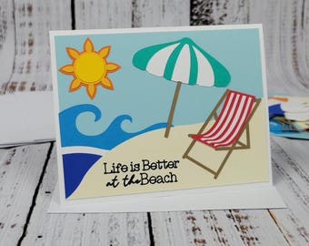 Summer Beach Greeting Card Kit | 4 Cards With Envelopes | Flip Flop ...